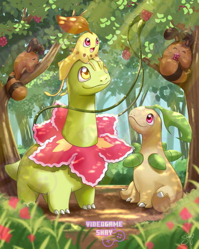 Meganium and Family Print | VideoGame Shay
