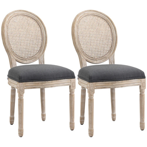 HOMCOM Set of 2 Dining Chairs Ireland - Louis XVI Style Medallion Grey ...