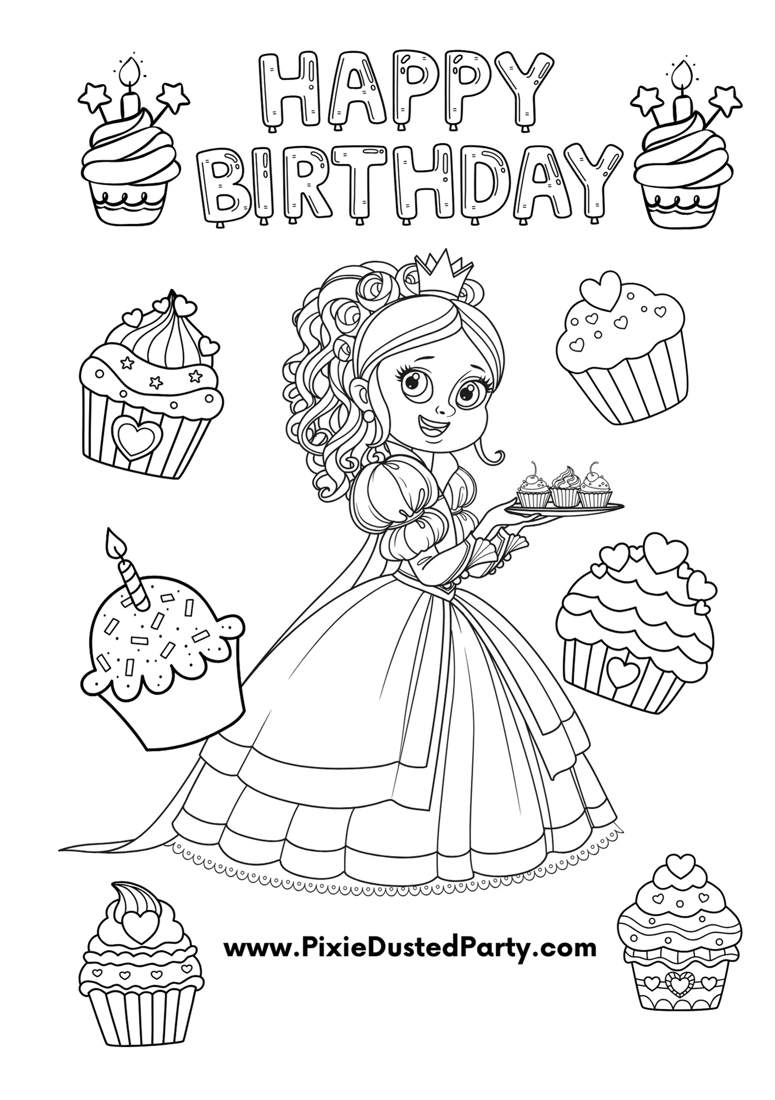 princess party coloring pages