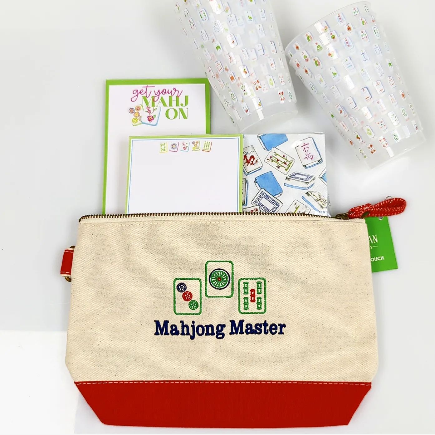 Mahjong Embroidered Pouch | Paper and Presents