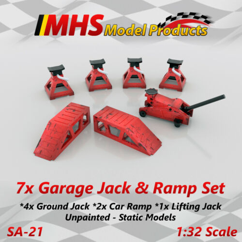 Slotcar Scenery Accessories 7x Garage Jack & Car Ramps | MHS Model Products