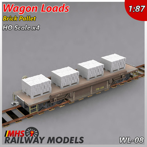 Ho Scale Wagon Loads - Brick Pallet x4 for Flat Cars / Gondolas | MHS ...