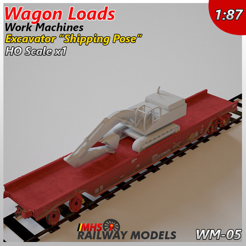 Ho Scale Wagon Loads - Excavator - Shipping Pose | MHS Model Products
