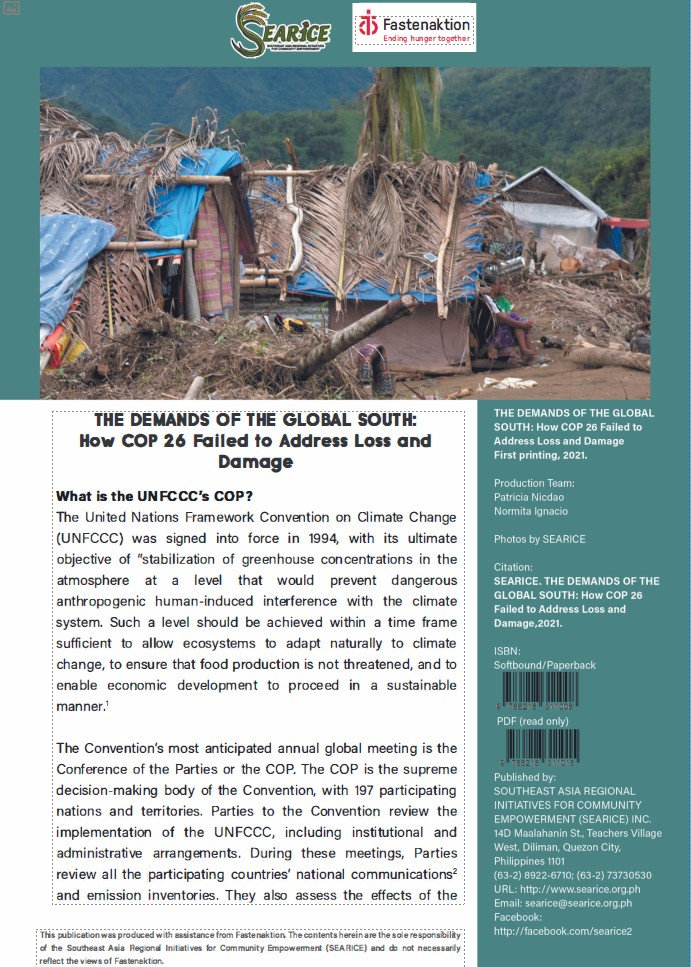 SEARICE Issue Brief: COP 26
