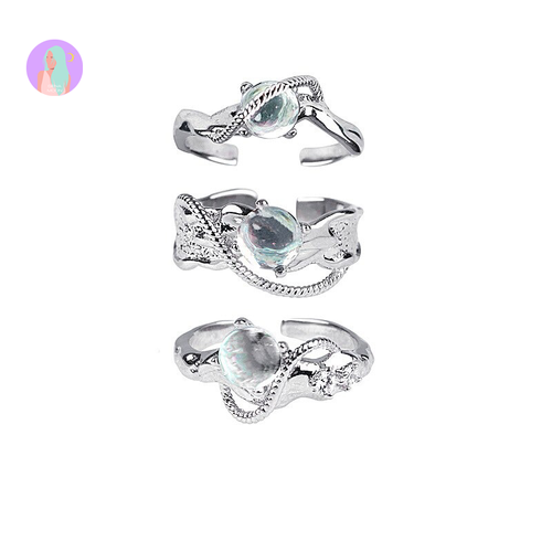 925 Sterling Silver Irregular Moon Stone Open Rings | Gena Moon