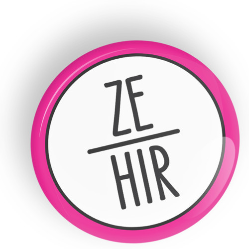 Ze/Hir Pronoun button badge or magnet | Piratito