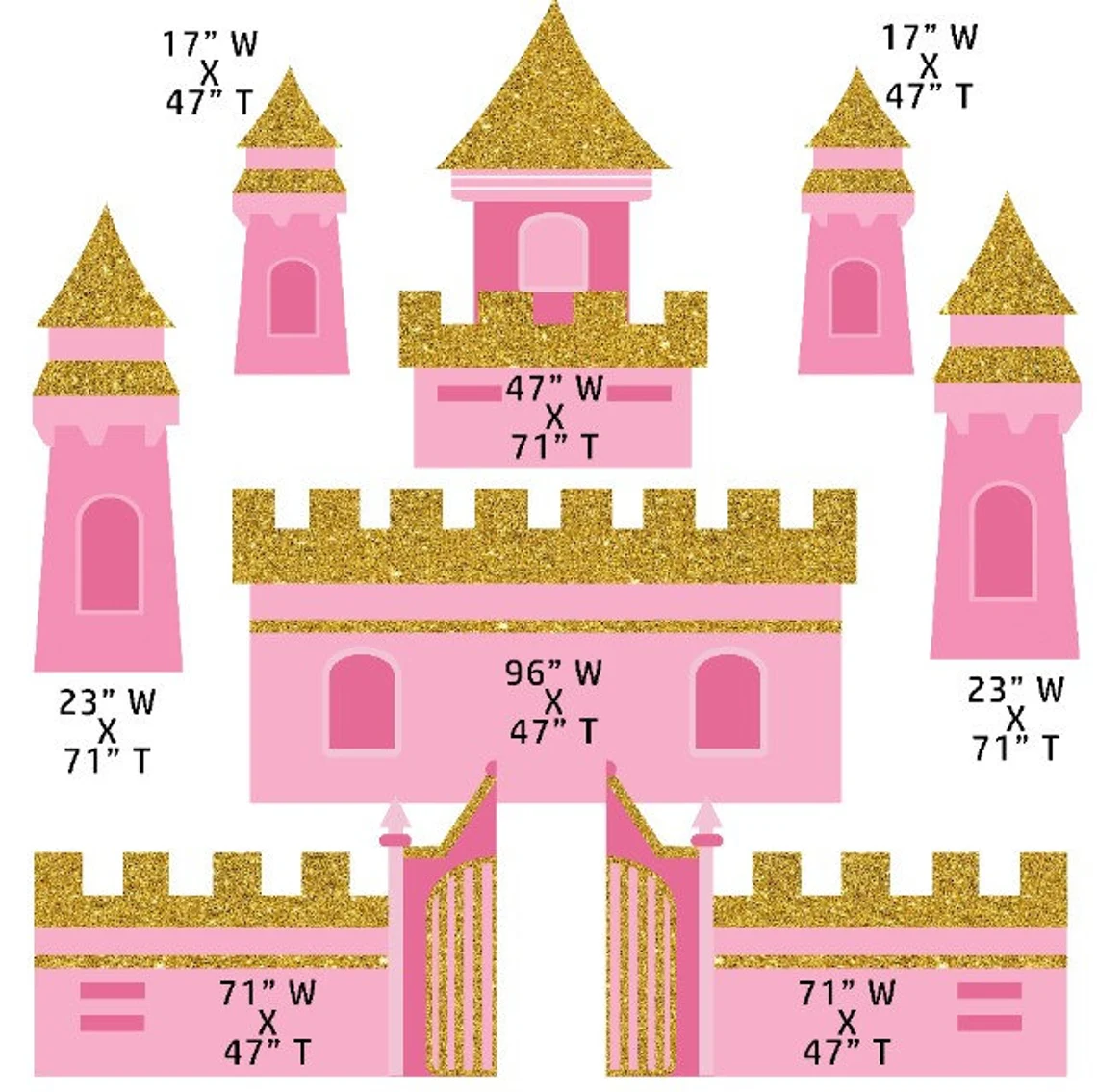 Pink and Gold Royal Castle 8 Piece Set | GPS