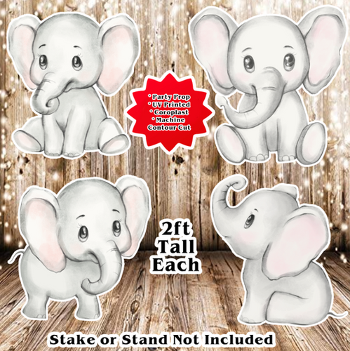 H255-2 4 PIECE PINK EARED BABY ELEPHANT SET | GPS
