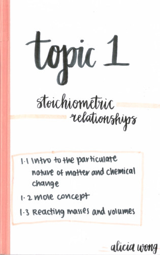 Topic 1 Stoichiometric Relationships Revision Booklet | studycollab