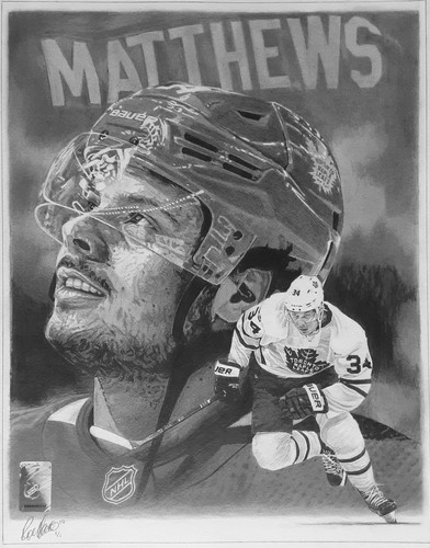 ORIGINAL ART | Auston Matthews Maple Leafs | 10 3/4" x 14" | mysite