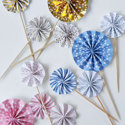 Paper Fan Cake Toppers- Set of 4 | PICNARTsugar Pty Ltd