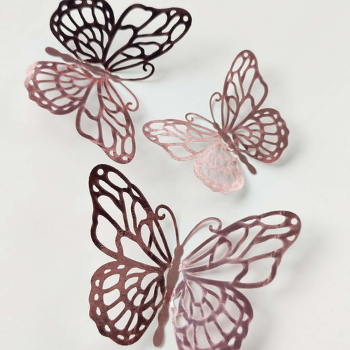 Rose Gold / Pink Butterfly Cake Toppers 12 Pack | PICNARTsugar Pty Ltd