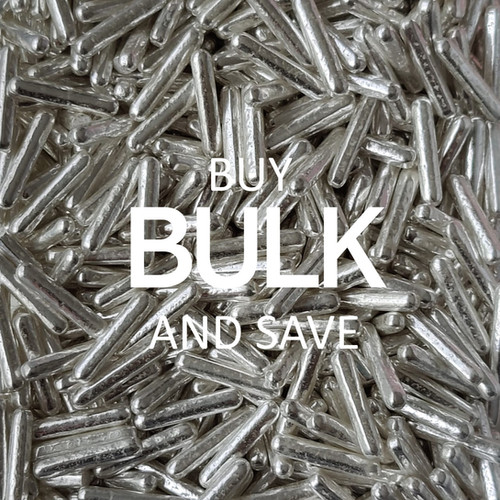 Silver Rods, Deluxe Pressed Candy Sprinkles BULK 1kg | PICNARTsugar Pty Ltd