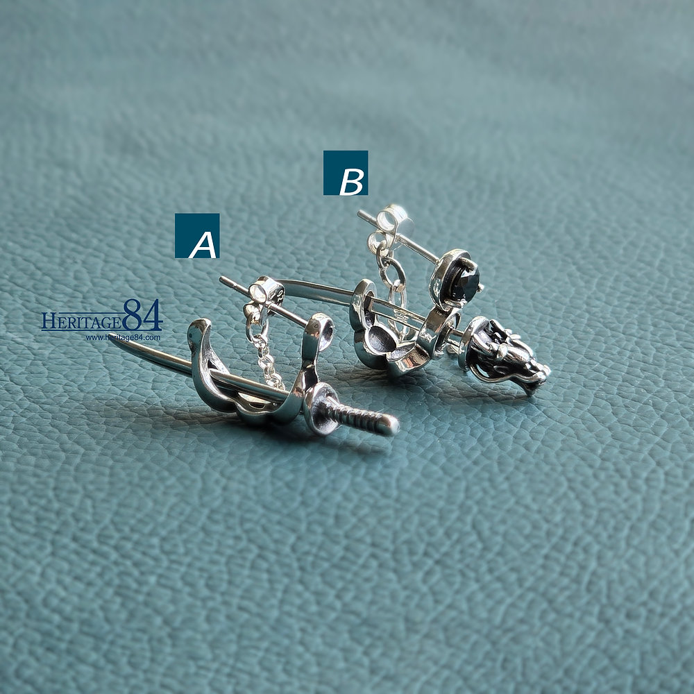 “Elegance Meets Edge: Katana-Style Sterling Silver Stud Earrings”