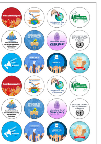 24 Precut International Democracy Day Edible Wafer Paper Cake Toppers ...