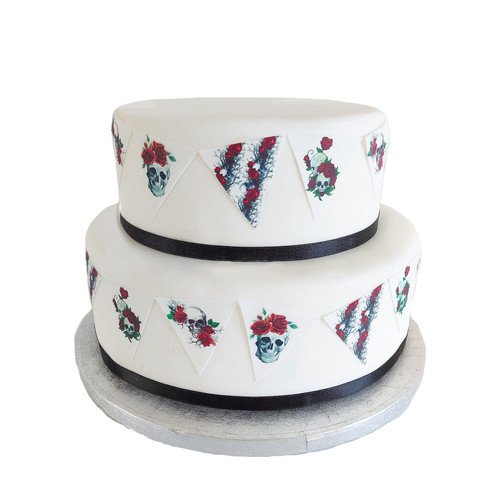 Gothic Skull & Red Rose BIG Bunting Decor Icing Sheet | Top That Shop