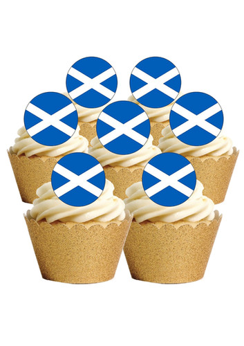12 Pre-Cut Scottish Scotland FLAG Edible Wafer Paper Cake Topper ...