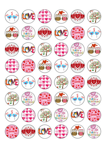 48 Clip-Art Valentine's 2.5cm Edible Wafer Toppers | Top That Shop