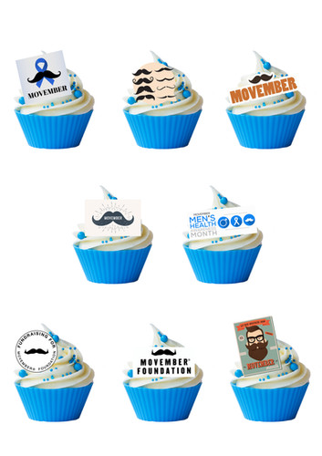 30 Stand Up Edible Wafer Paper MOVEMBER Charity Cake Toppers | Top That ...
