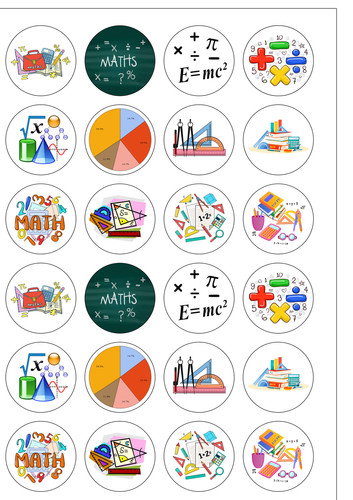 24 Pre-Cut Maths Mathematics School Themed Edible Wafer Paper Toppers ...