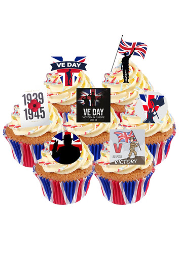 30 Stand Up Edible Wafer Paper VE Day WW2 Themed Cake Toppers | Top ...