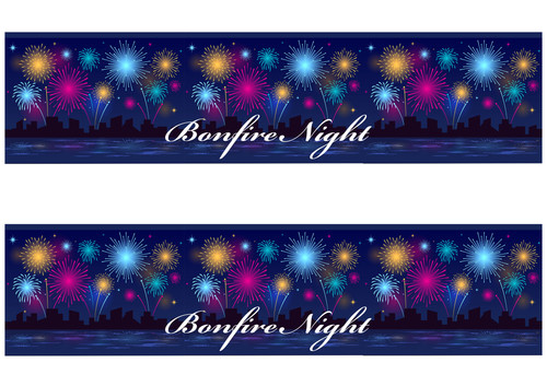Bonfire Night Fireworks Themed Border Decor Icing Sheet | Top That Shop