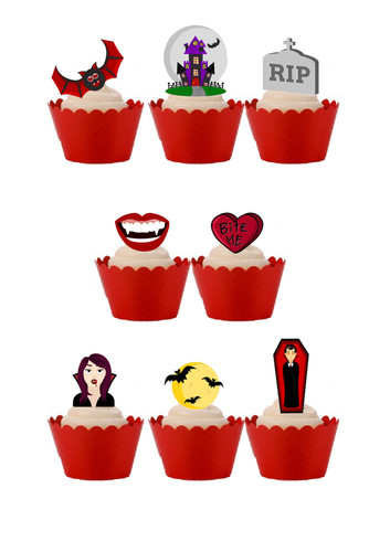 28 Stand Up Edible Wafer Paper Halloween VAMPIRE Themed Toppers | Top ...