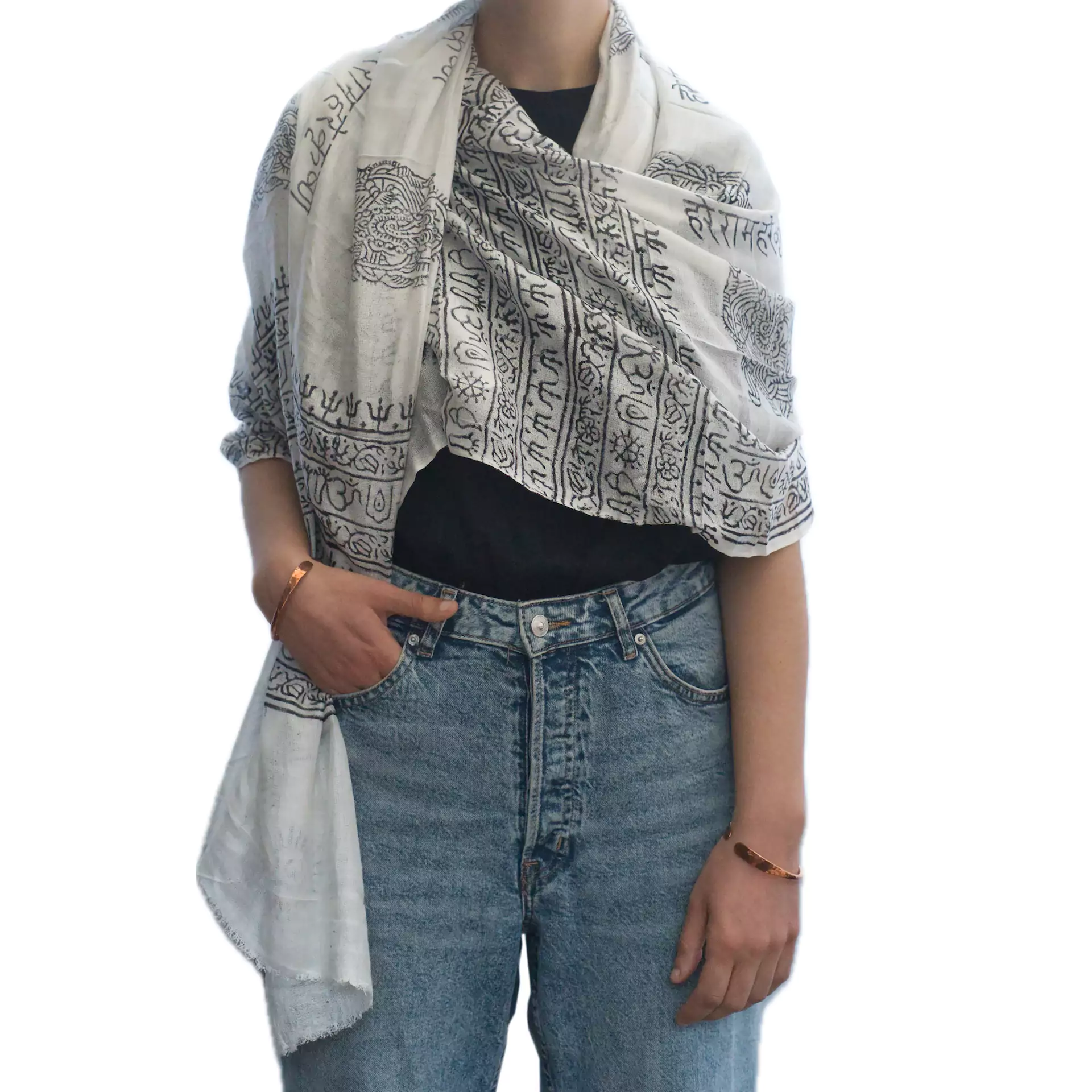 Om Shanti Yoga Meditation Wrap Hare Rama Hare Krishna Scarf | Junkiri