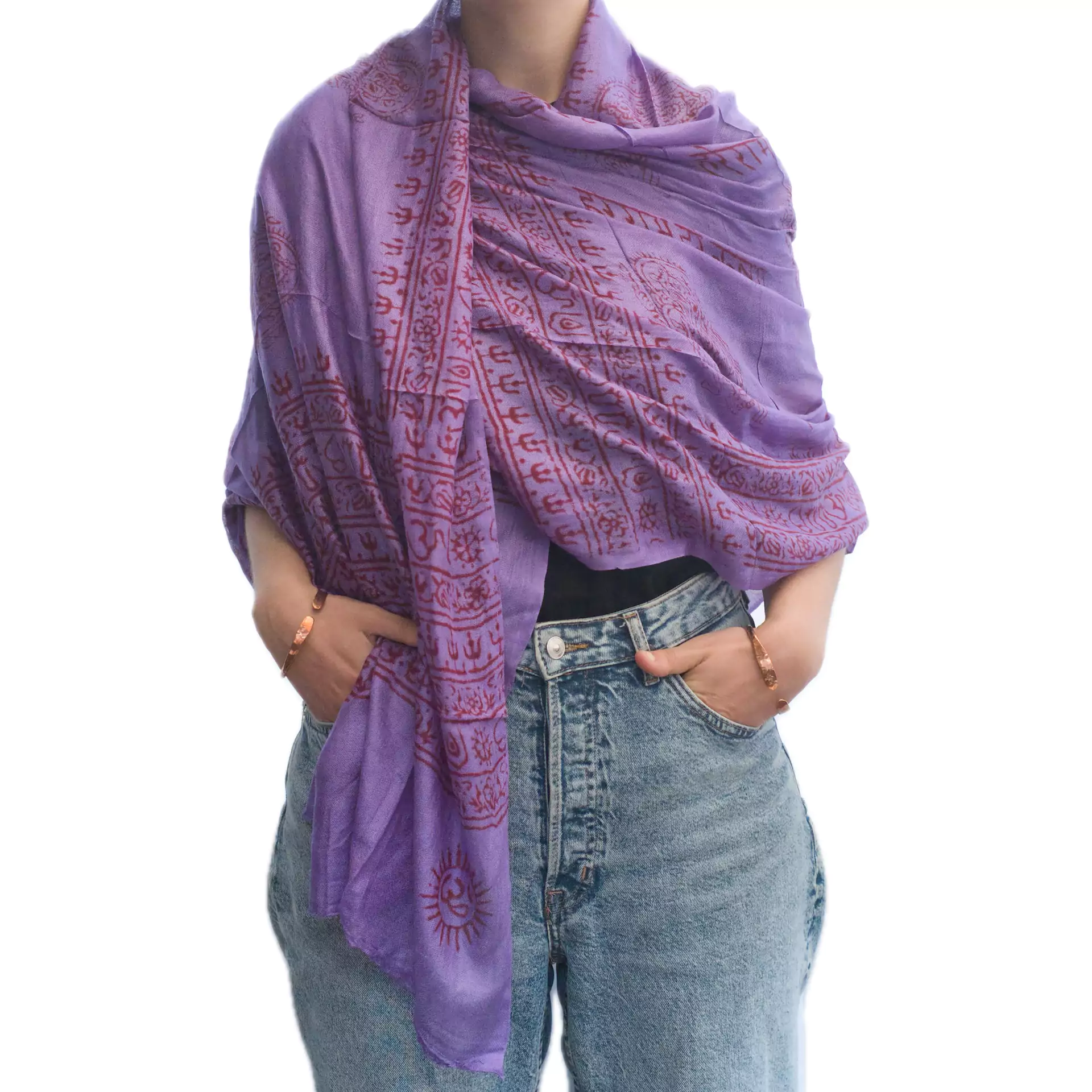 Om Shanti Yoga Meditation Wrap Hare Rama Hare Krishna Scarf | Junkiri