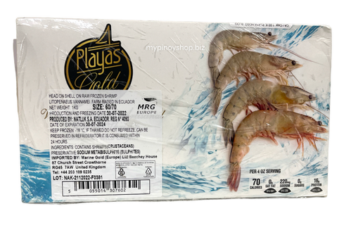 Playas Gold Ecuadorian Prawn 1kg 60/70 | MyPinoyShop
