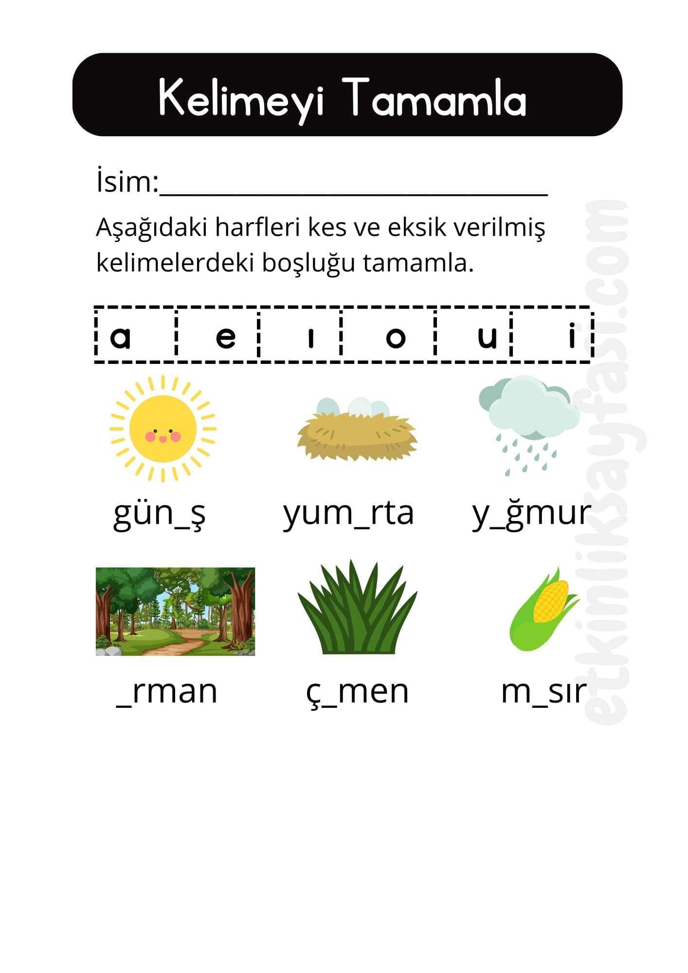 Kelime Tamamla | Etkinlik Sayfası