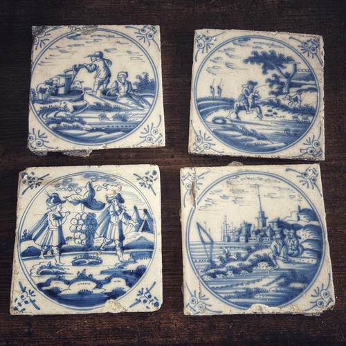 Four Georgian Delft Tiles | Briggs & Oliver