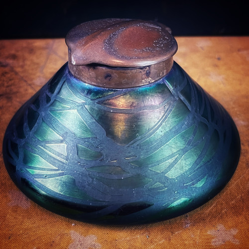 Loetz Iridescent Glass Inkwell | Briggs & Oliver