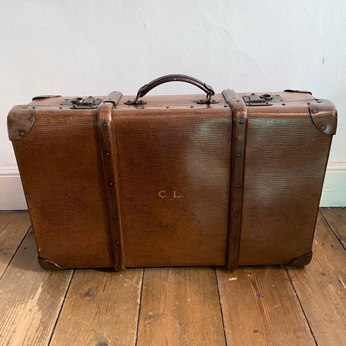 Vintage Wood and Leather Bound Suitcase | Briggs & Oliver