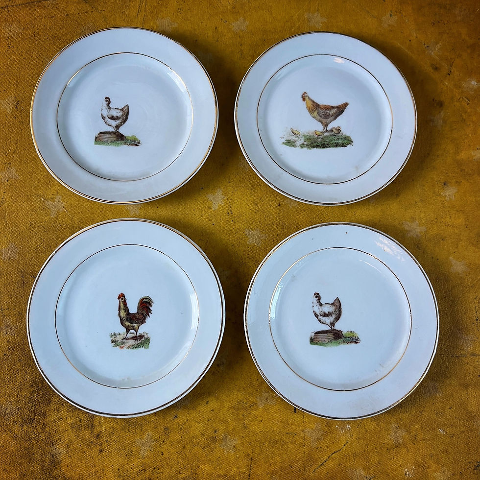 Four Vintage Chicken Plates | Briggs & Oliver
