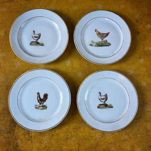 Four Vintage Chicken Plates | Briggs & Oliver