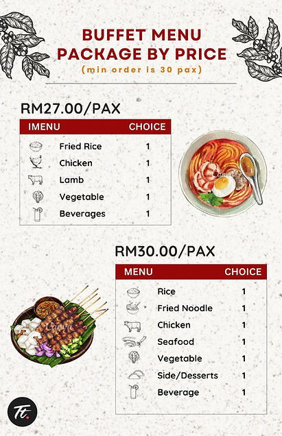 Lunch/Dinner Menu by Price | Tasty Touch Catering