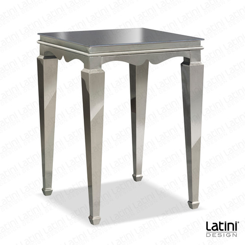 Tavolo Quadrato Raja Argento Cromato con Top in Specchio 80x80 cm H 110 ...