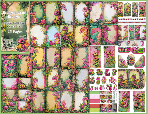 Dragon Fruit Dragon Digi-Paper Set | MisfitCrafterStudio