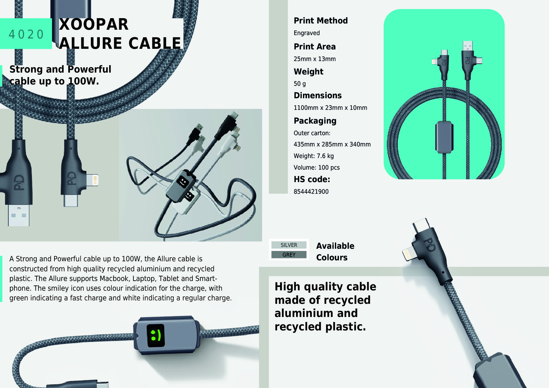 4020 | Xoopar Allure 100W Fast Charge cable | DTI