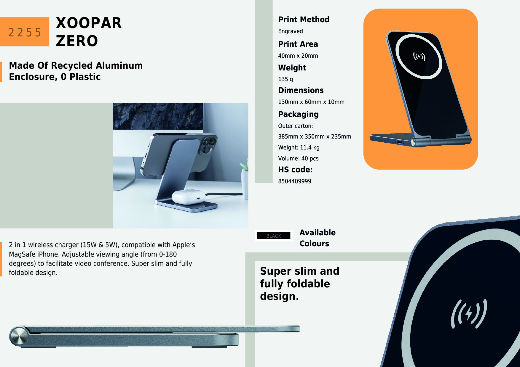 2255 | XOOPAR ZERO 2 IN 1 WIRELESS CHARGER | DTI