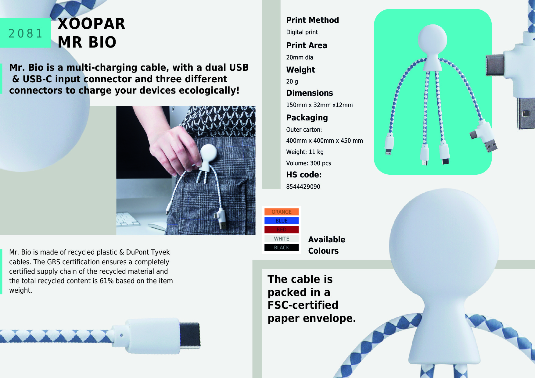 2081 | XOOPAR MR. BIO CHARGING CABLE | DTI