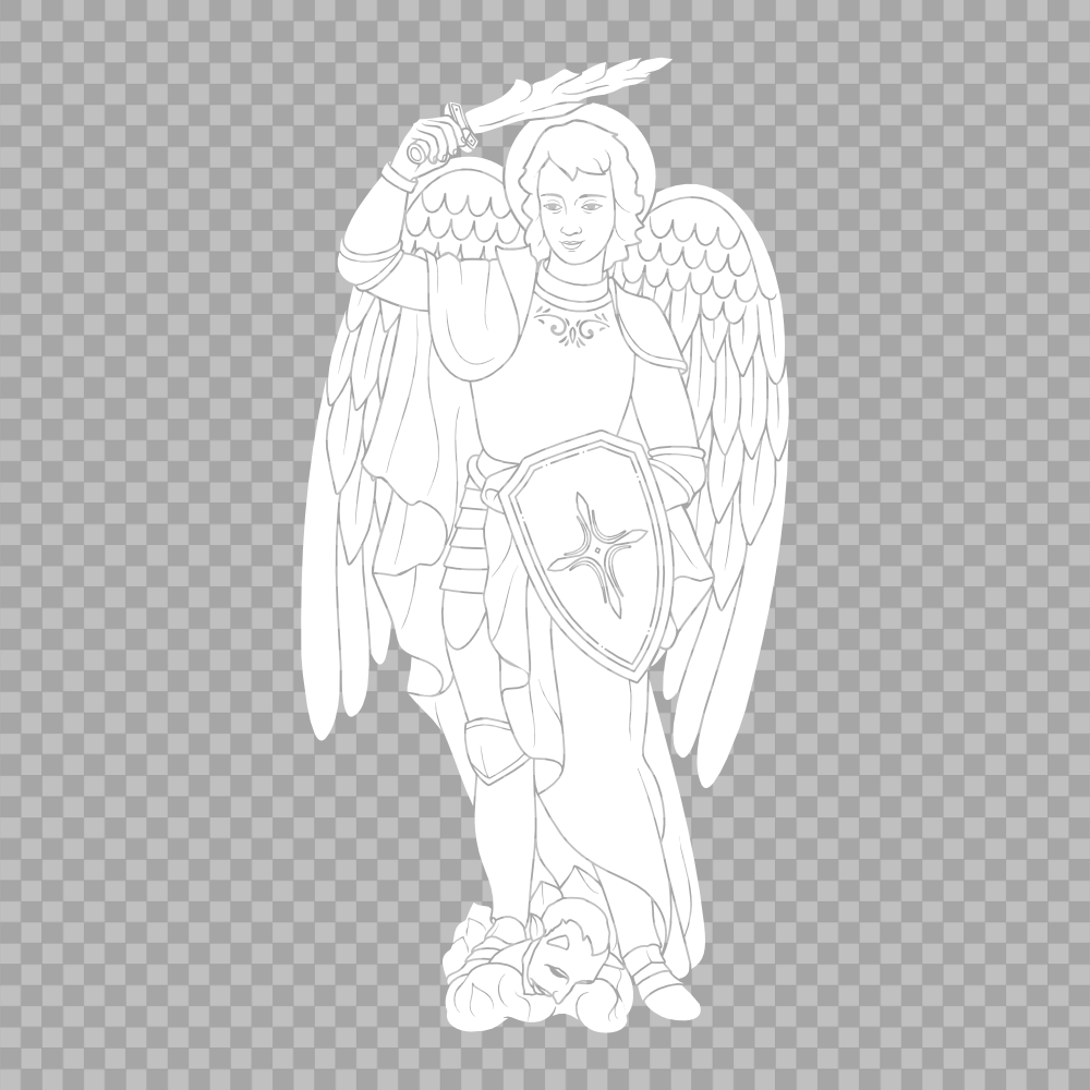 Saint Michael Archangel | Free Download Monochrome Illustration in PNG