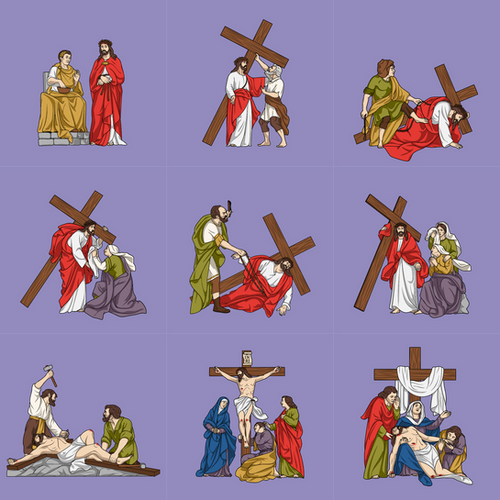 15 Estações da Via Sacra Completa Ilustração Vetorial Colorida | Loja ...