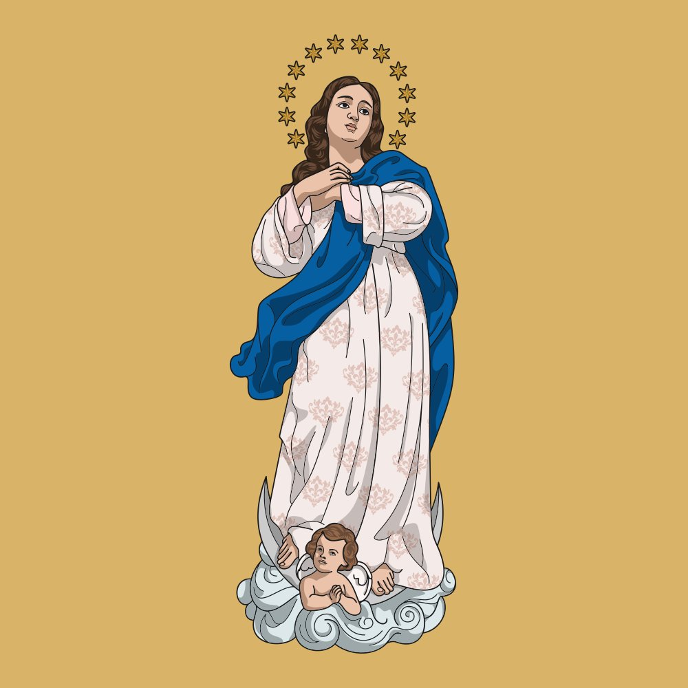 Inmaculada Concepción de la Virgen María | Descargar Vector de color en EPS
