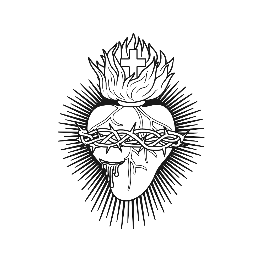 Sacred Heart of Jesus Christ | Free Download Monochrome Outline Vector ...