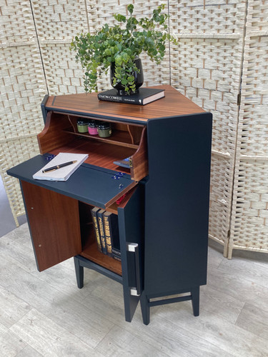 SOLD! Nathan Corner Bureau, Mid Century Modern, Painted in Dark Blue ...