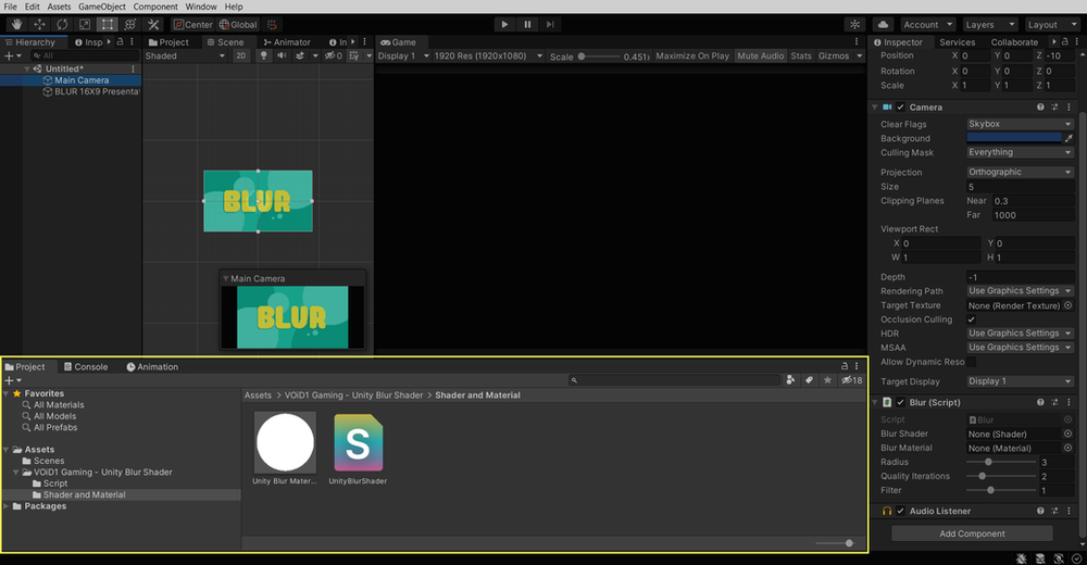 Unity BLUR Shader: Camera BLUR in Unity