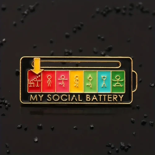 My social battery pin/brooch | Orange Elephants CM