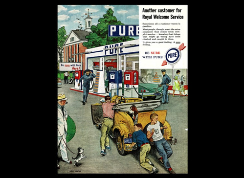 1959 Pure Gasoline - Service Station Original Magazine Ad | FlashbacksUSA